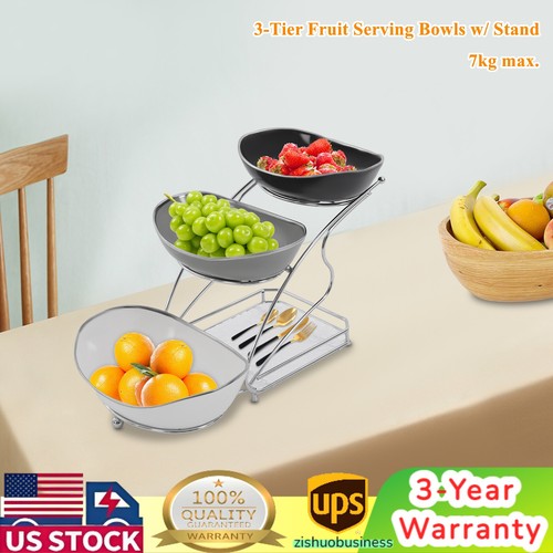 3-Tier Fruit Stand Holders Tiered Fruit Serving Bowls W/ Acrylic Base ...