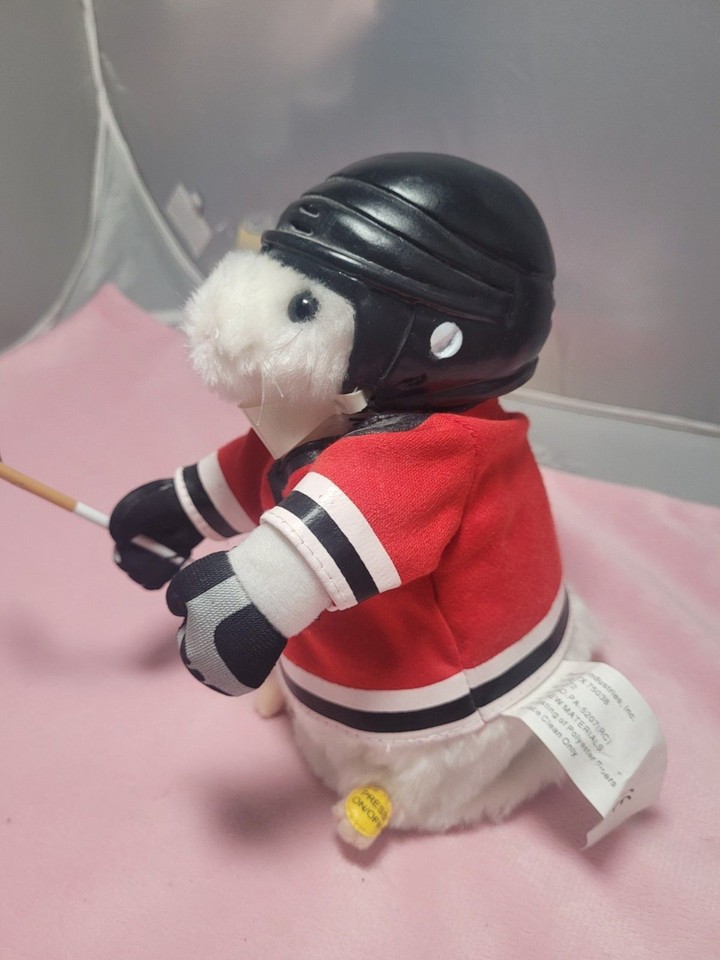 Vintage 2002 Gemmy Jacque Dancing Hamster Hockey Player Red Jersey Ice ...