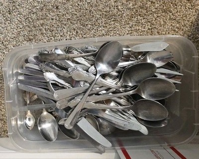 Mixed Lot 200 Pcs Stainless Steel Silverware Flatware Craft Church ...
