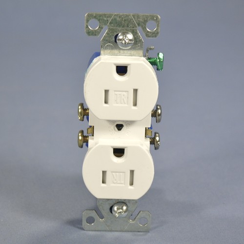 Cooper White TAMPER RESISTANT Duplex Receptacle Outlet NEMA 5-15 15A ...