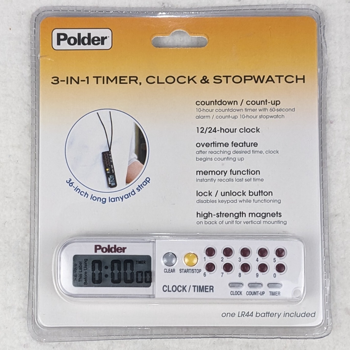 Polder 3-IN-1 Timer Clock & Stopwatch 898-90 Multi Function Tool Sports ...