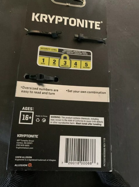 Kryptonite Lockdown Integrated Combo Chain Lock Security Level 3 for ...