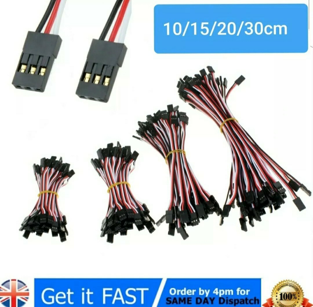 Male to Male Servo Extension Lead Cable Futaba JR Connectors 100/150 ...