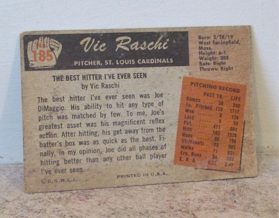 Bowman Vic Raschi #185 - Pitcher St Louis Cardinals - Baseball Card | eBay