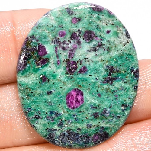 31.85 CT Natural Red Green Ruby Fuchsite Oval Cabochon Gemstone 27x32x3 ...