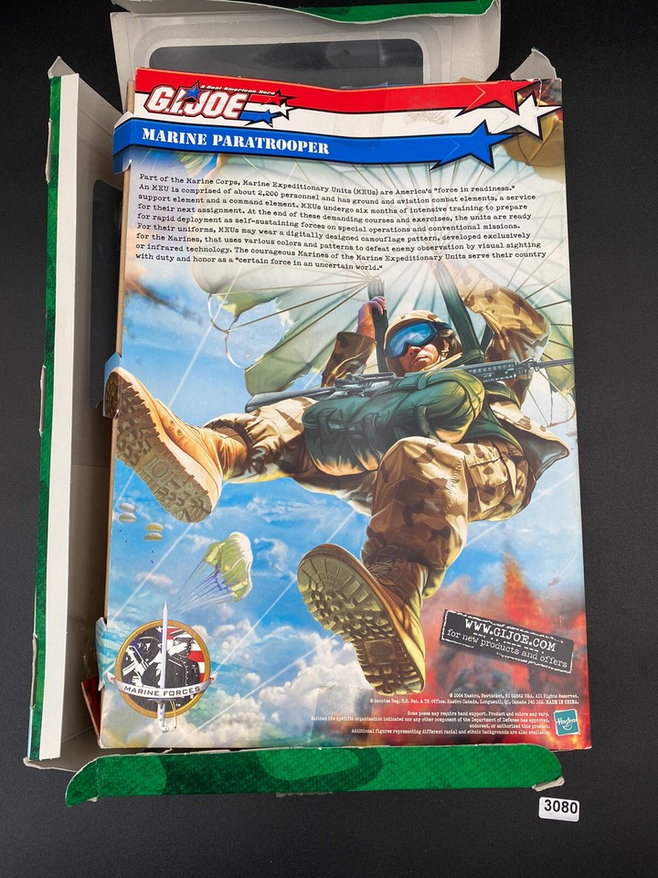 Rare GI Joe ARAH Marine Paratrooper Real Working Parachute 12" Figure ...