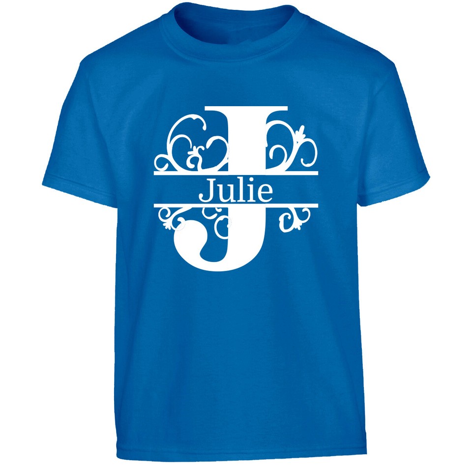 Personalised Initial Monogram Kids T-Shirt Boy's Girls Children's Tee ...