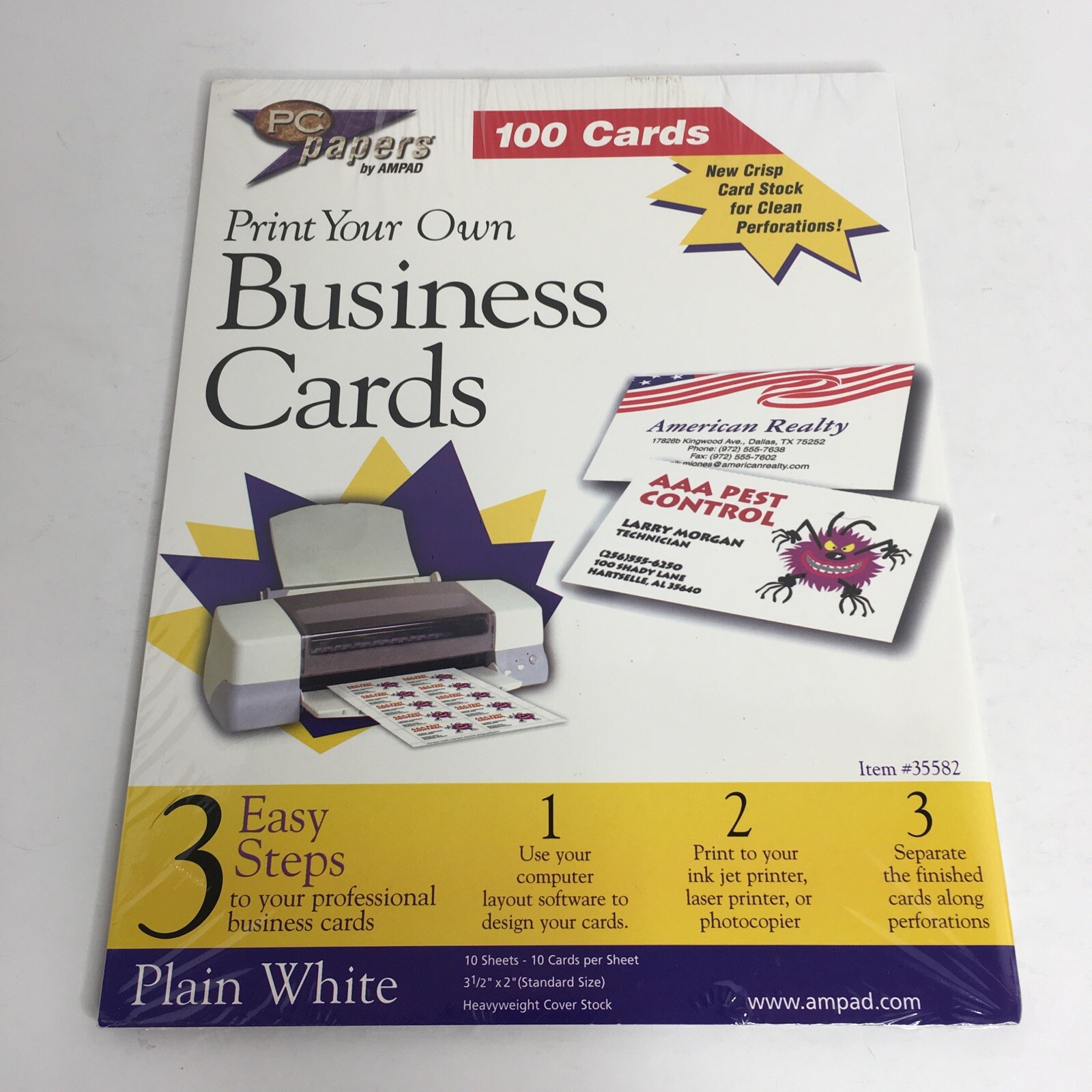 Pc Papers By Ampad Print Your Own Business Cards White Pack Of 100 NEW ...
