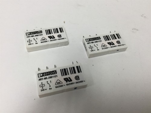 Lot of 3 Phoenix Contact 2961121 Relays, SPDT, Coil: 24VDC, Rating: 6A ...