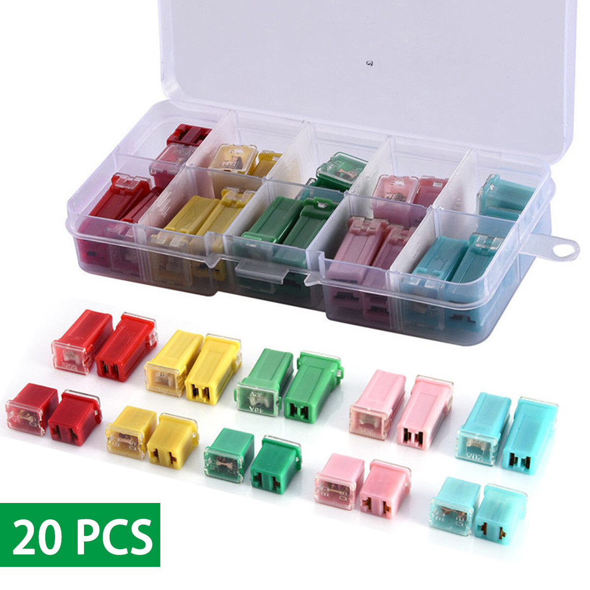 Mini Square Fuse Assortment Auto Car SUV Fuses Kit W/Plastic Box ...