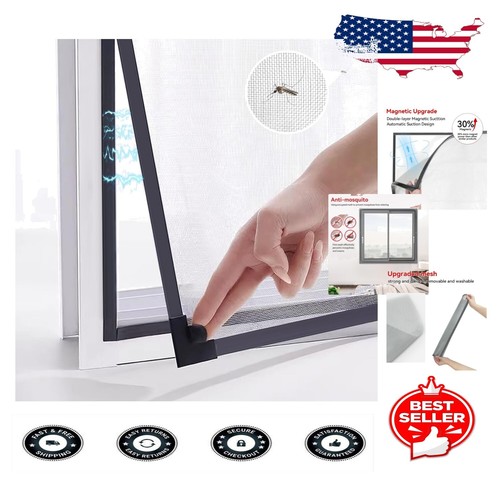 High-Density Fiberglass Magnetic Window Screen - Easy Installation, 51 ...