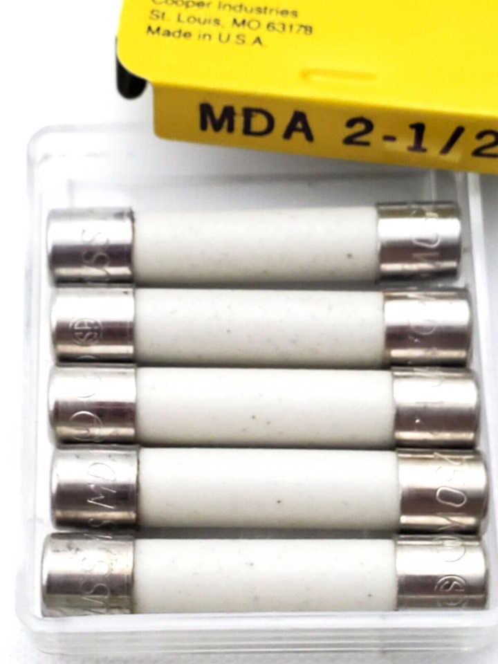 Pack of 5 Bussmann MDA2-1/2 250 Volt 2-1/2 Amp Slow Blow Fuses 1/4" x 1 ...