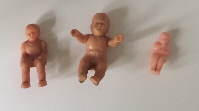 3 Different Dollhouse mini figure Rare Rubber Plastic Small Child Baby ...