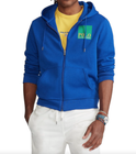 POLO RALPH LAUREN Men's Royal Blue Box Logo Double Knit Full Zip Hoodie ...