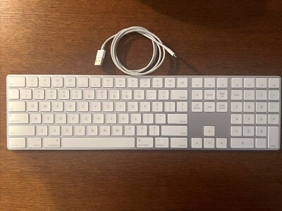 Apple Magic A1243 White Bluetooth Wired 2007 Standard Numeric Keyboard ...