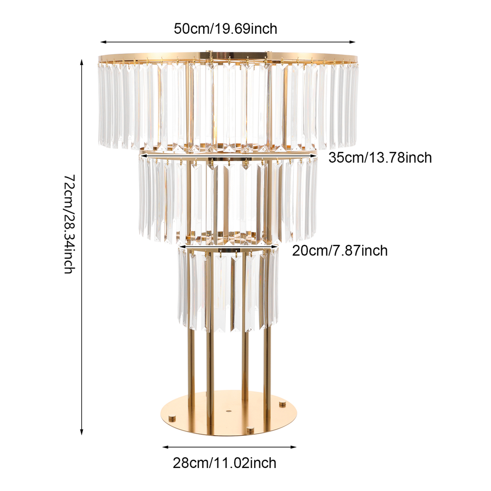 A two-piece three-layer ice curtain crystal flower stand with a golden ...