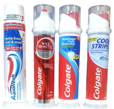 6x New Colgate ,Cool Stripe, max White, Aquafresh Toothpaste Pump ...