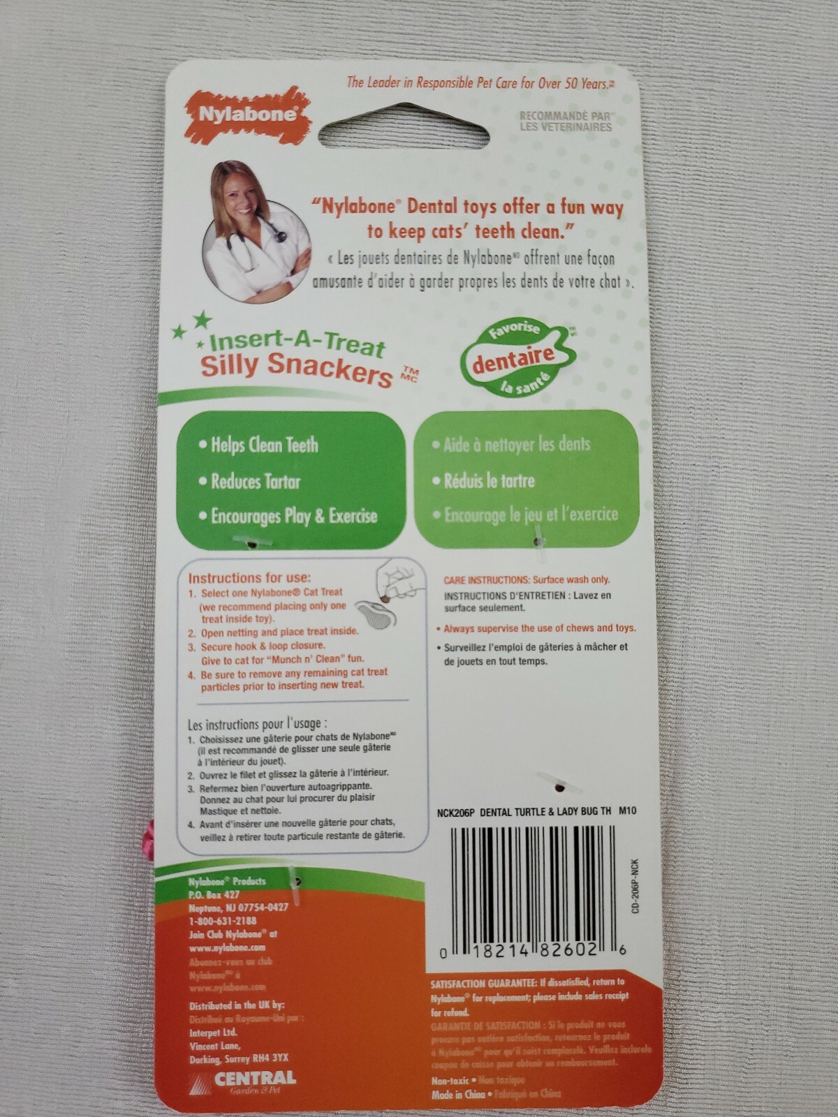 Nylabone Cat Toy Catnip Insert A Treat Dental Health Silly Snackers 2 ...