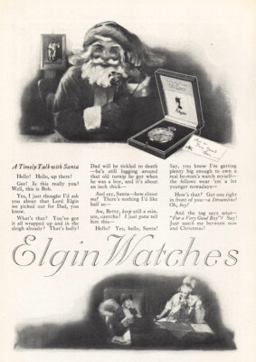 1919 Elgin Watches: Timely Talk With Santa Vintage Print Ad | eBay
