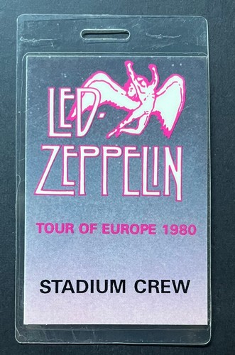 1980 Led Zeppelin Europe Tour Backstage Crew Pass Laminated 14 Concerts ...