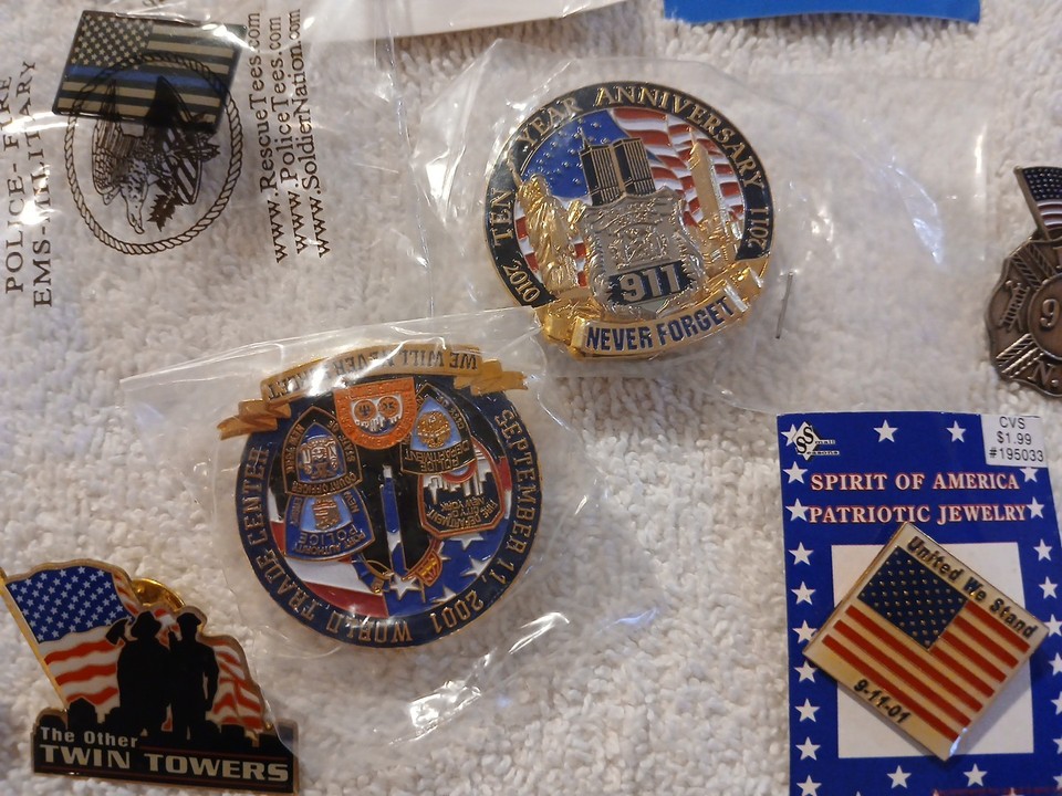 9/11 First Responder Pin Lot FDNY NYPD EMS Military Twin Towers - 64 ...