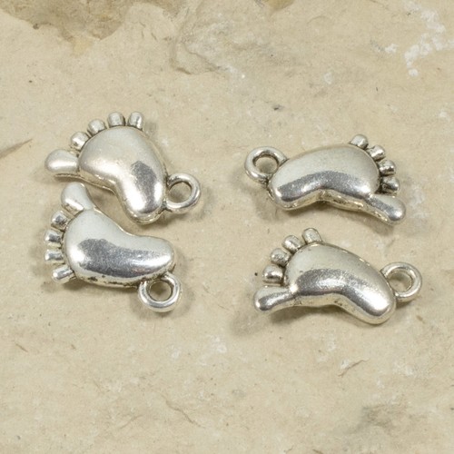 20 Silver Barefoot Charms - Metal Baby Feet - Tiny Foot Charm - New Mom ...