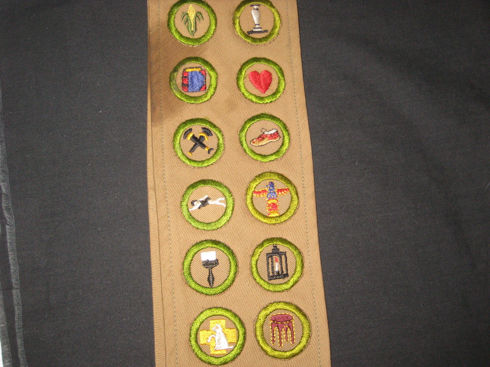 Boy Scout Tan Wide Sash--36 tan Crimped Merit Badges s14 | eBay