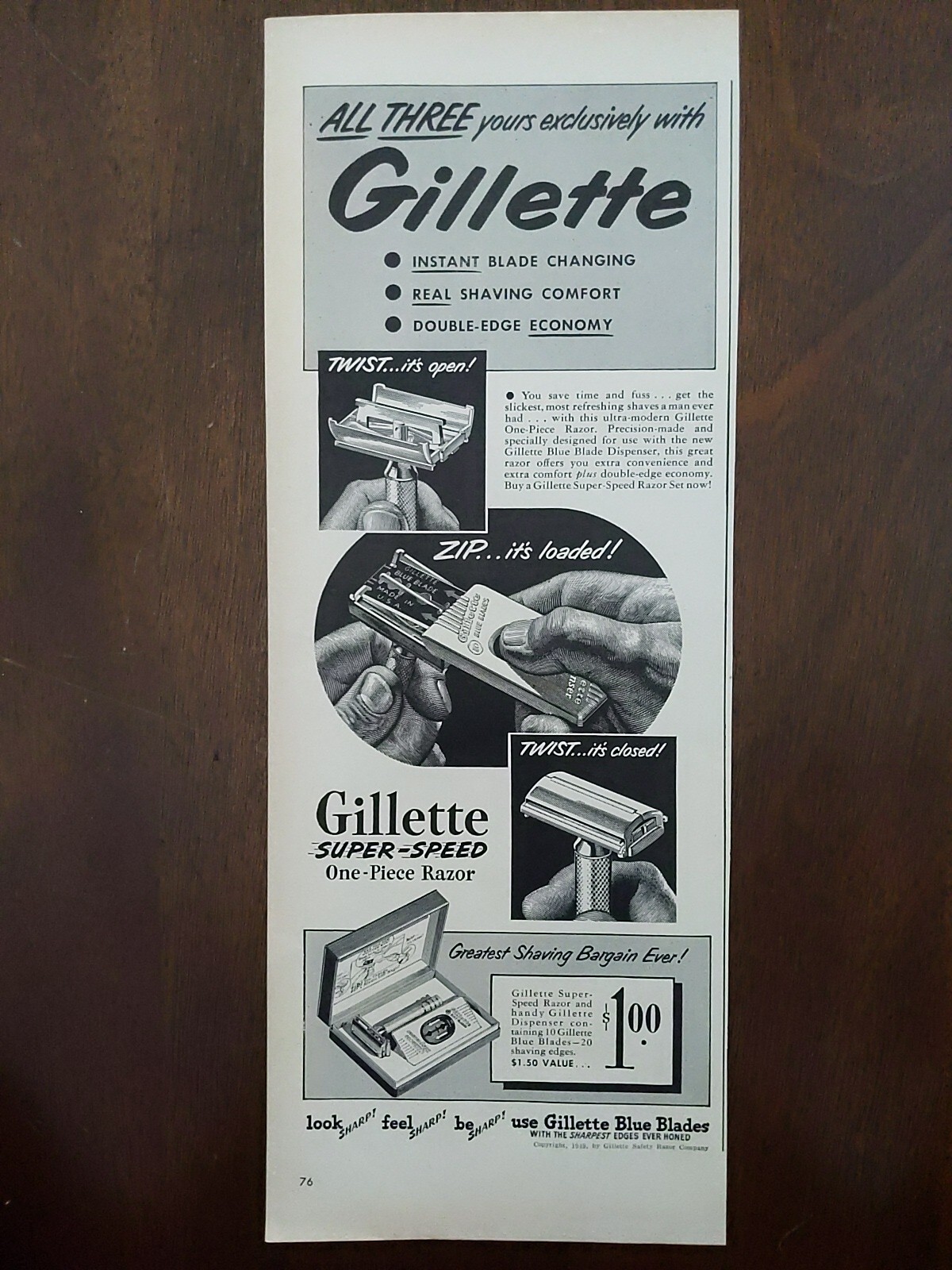 1955 vintage Gillette print ad. Super Speed One Piece Razor | eBay