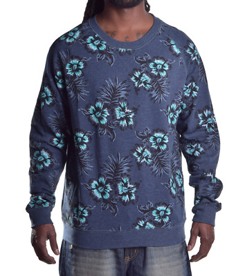 American Rag Mens Blue Floral Fleece Crewneck Sweatshirt Small | eBay