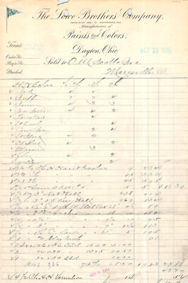 1895 LOWE BROTHERS PAINT COLORS DAYTON OHIO INVOICE RECEIPT | eBay