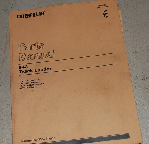 CAT CATERPILLAR 943 Track Loader Parts Manual book catalog front end ...