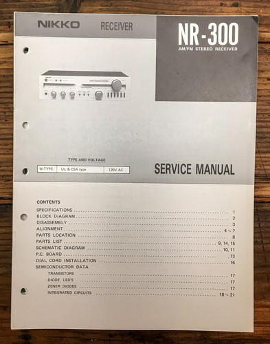 Nikko NR-300 Receiver Service Manual *Original* | eBay
