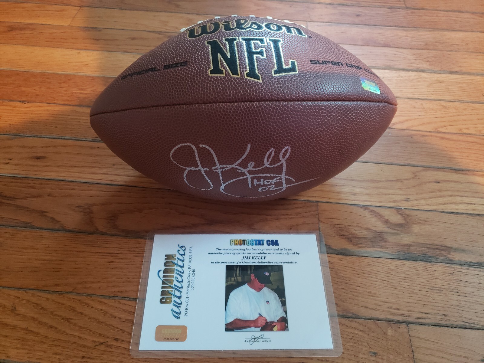 JIM KELLY signed Wilson full size game football BILLS COA HOF 02 | eBay