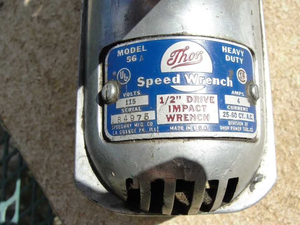 Vintage "THOR" Corded 1/2" Dr. Impact Wrench HD #56 4amp VG | eBay