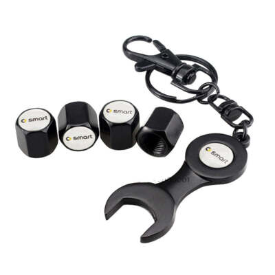 Smart Car Fortwo Valve Stem Caps with Locking Key Chain, Black | eBay