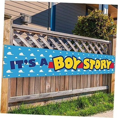 It's a Boy Story Backdrops Birthday Party Banner With 13 Feet White ...