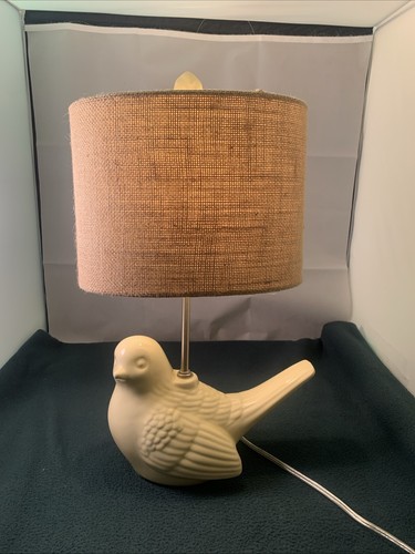 Yellow Ceramic Bird Lamp w/finial & shade | eBay