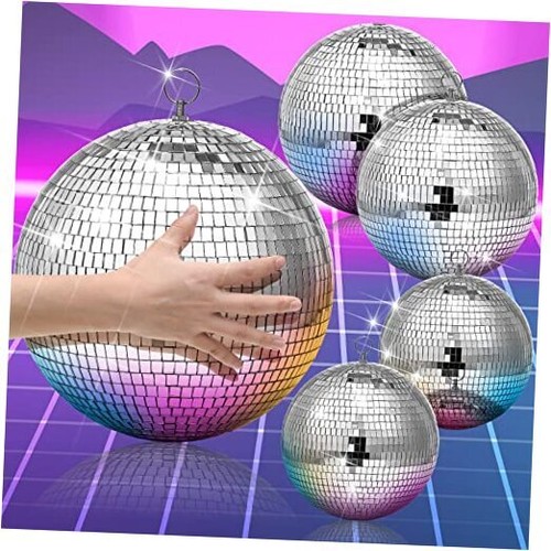 4 Pack Large Disco Ball Silver Hanging Disco Balls 8 Inch, 6 Inch, 4 ...