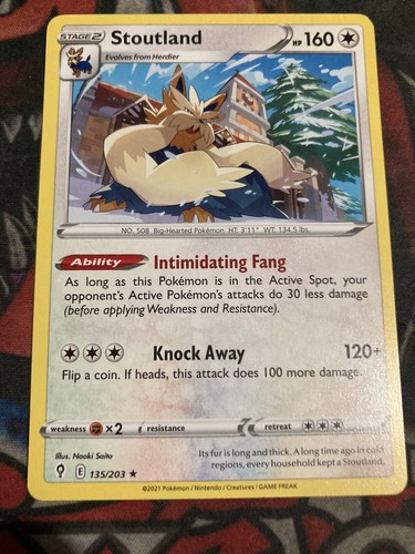 Pokémon TCG Stoutland Evolving Skies 135/203 Regular Rare-NM | eBay