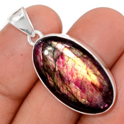 Treated Red Flash Labradorite 925 Sterling Silver Pendant Jewelry ...