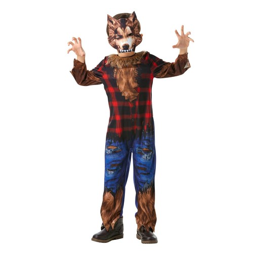 Kids Werewolf Costume & Wolf Mask Halloween Boys Girls Fancy Dress Book ...