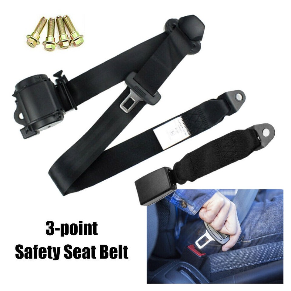 Adjustable Retractable 3 Point Safety Seat Belt Straps Assembly 2 Set ...