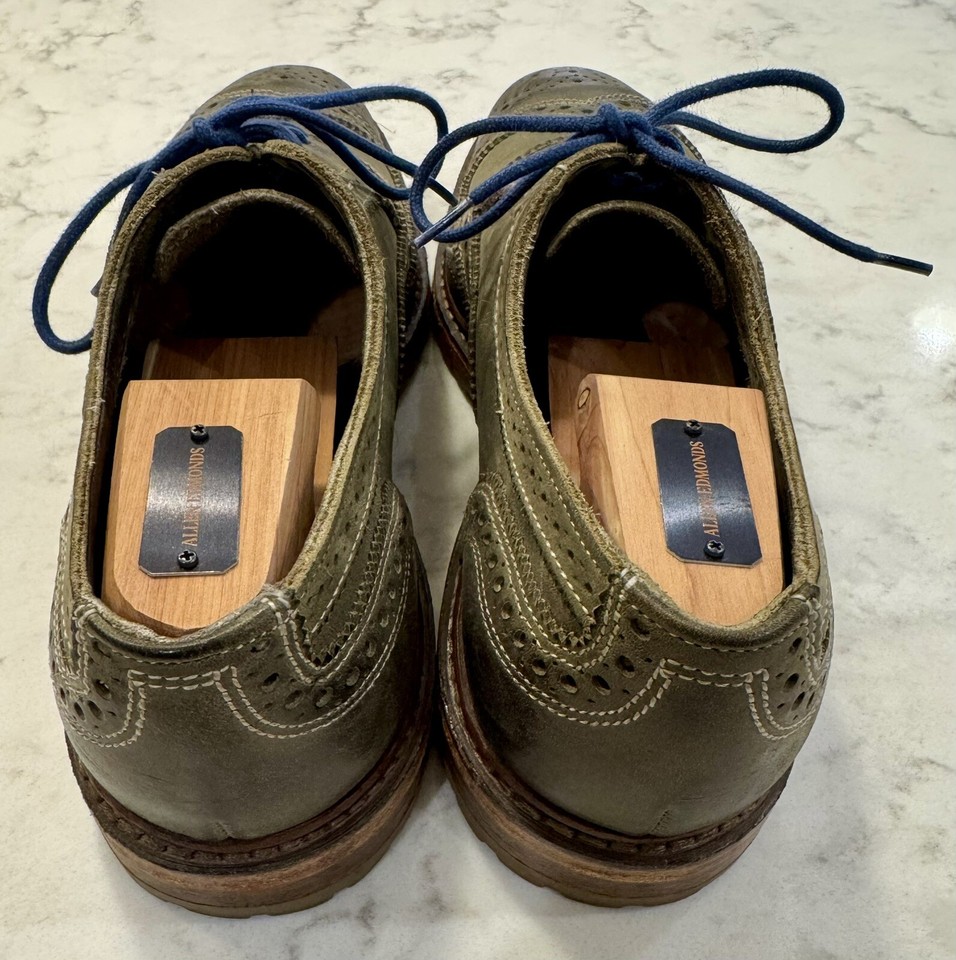 Allen Edmonds Neumok Olive Green Leather Wingtip 8D Lug Soles Pristine ...