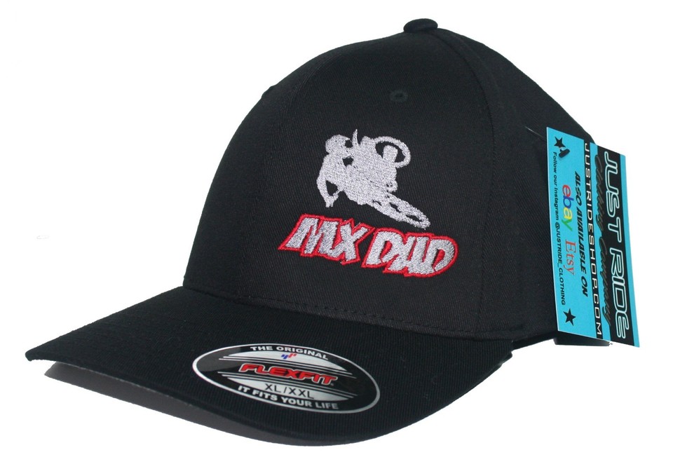 MX DAD FLEXFIT HAT FITTED CAP MOTOCROSS MOTO FATHER DIRT BIKE JUST RIDE ...