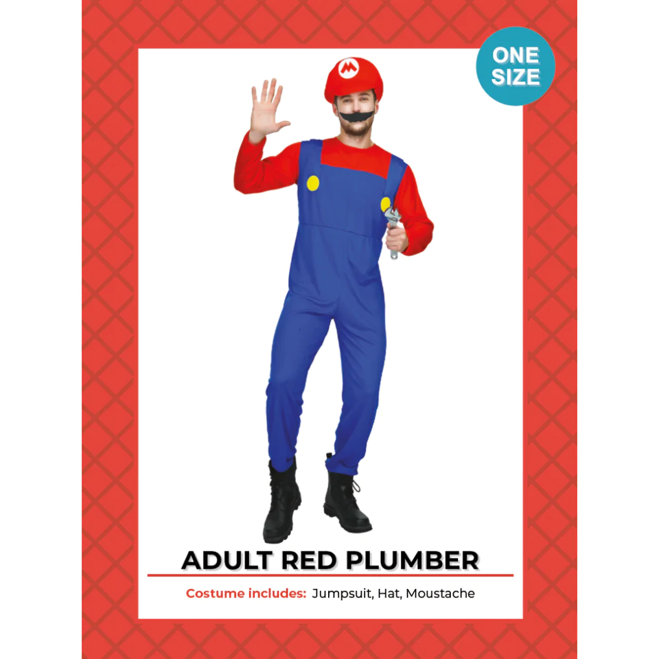 Mario Adult Red Plumber Costume | eBay Australia