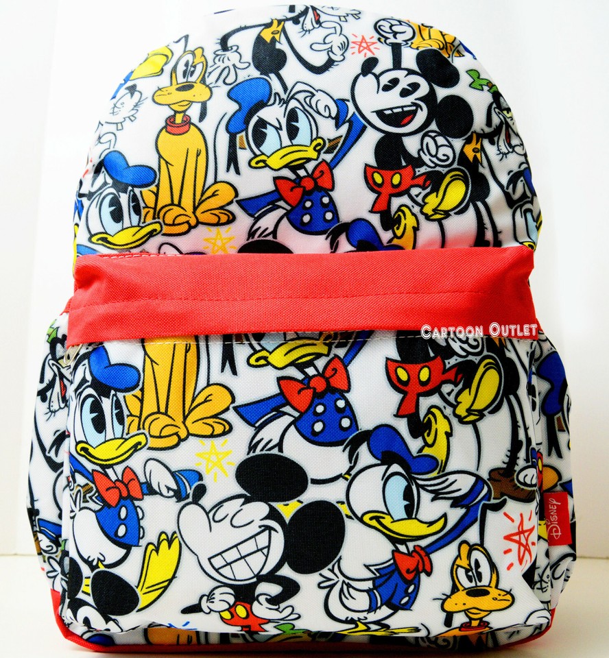Disney Mickey Mouse All Over Print Large Backpack 16" Book Bag Birthday ...