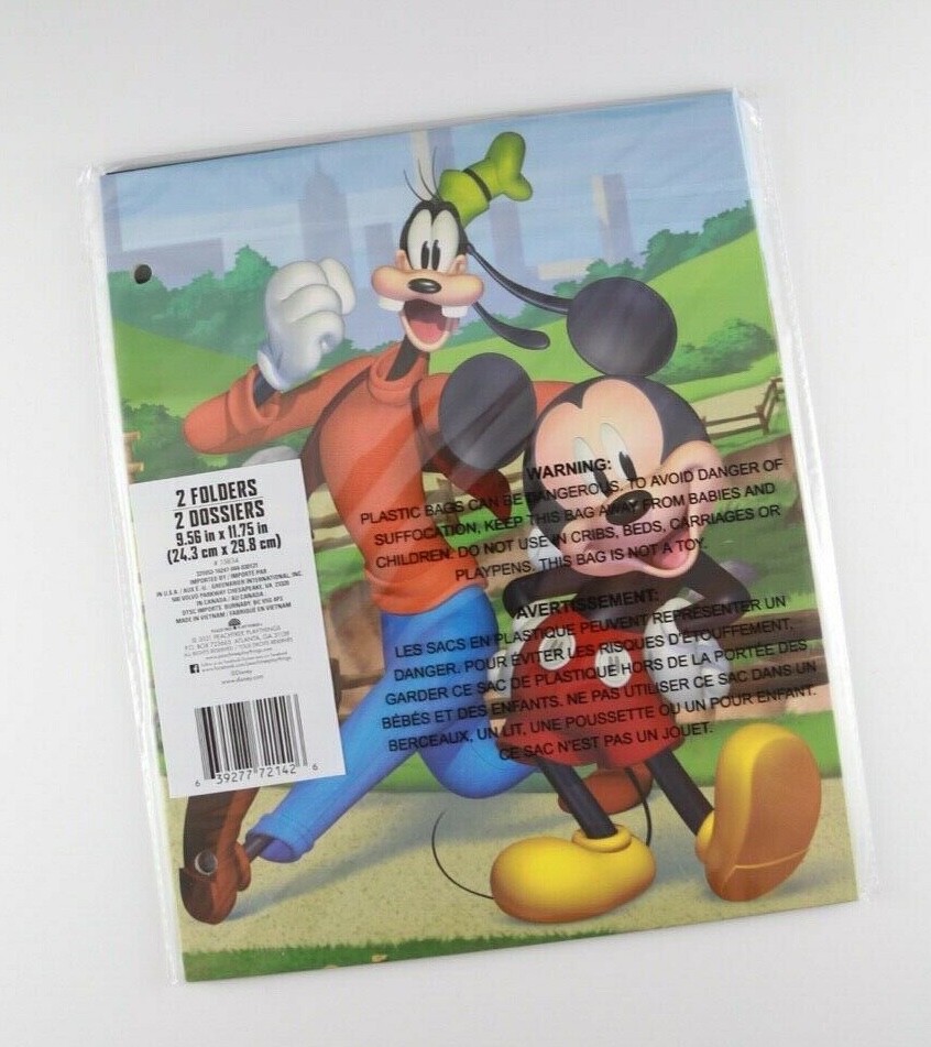 Disney Mickey Mouse Portfolios Paper Folders 3 Hole Punched Pack of 2 ...