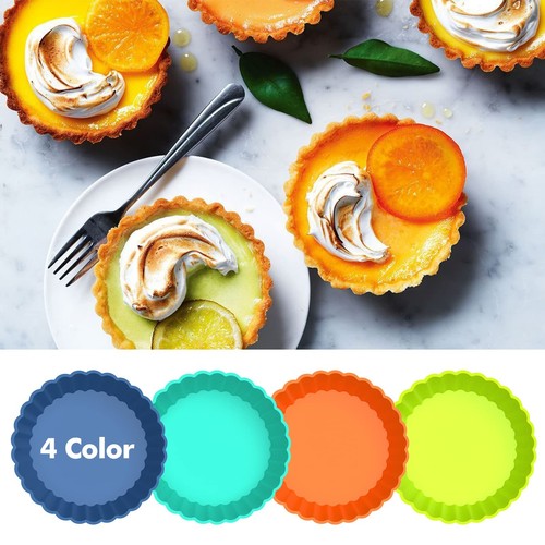 8 Pack Silicone Tart and Pie Molds, 5 Inches Silicone Round Mold ...