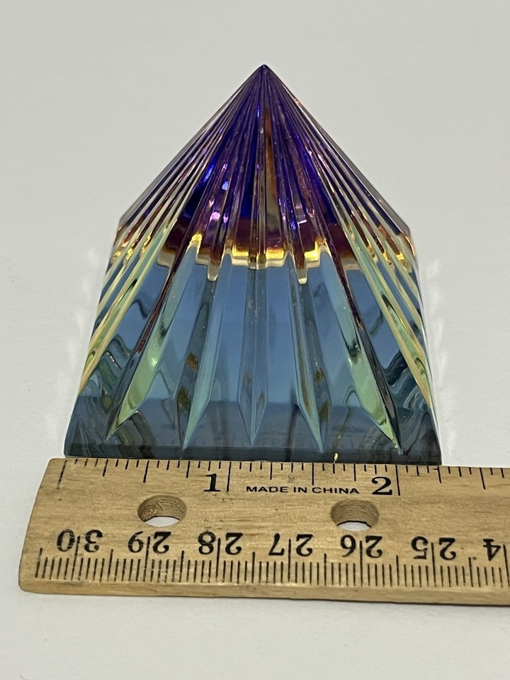 VTG Crystal Pyramid Prism Multi Colored Paperweight Made In Germany? 2. ...