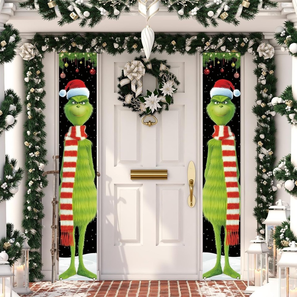 Grinch Christmas Decorations Grinch Door Banner Merry Grinchmas Xmas ...